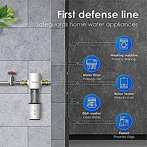 Waterdrop Spin Down Sediment Filter, Whole House Water Filter System, Auto Flushing Backwash, 40-50 Micron, Traps Sand, BPA Free, WD-PFA