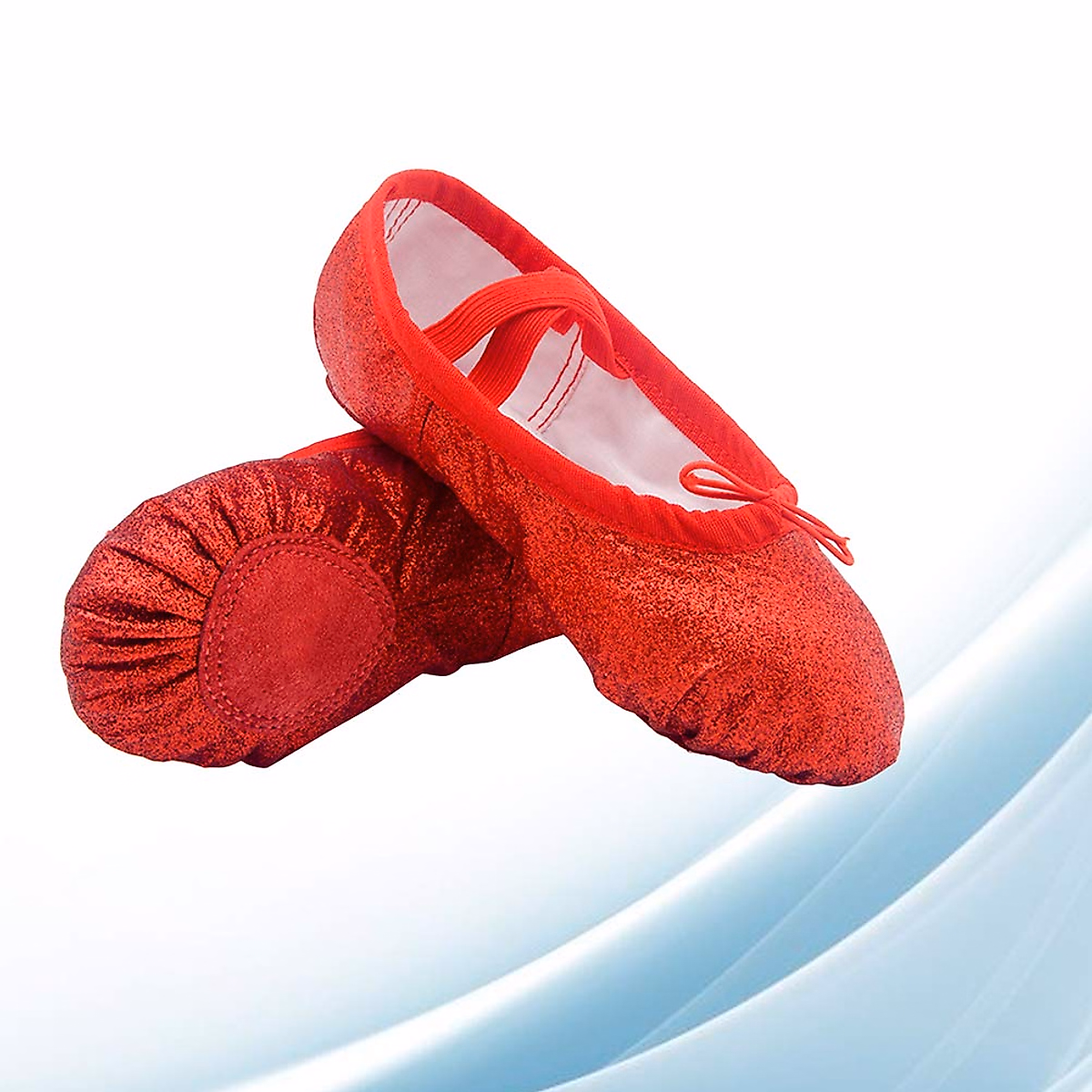 1 Pair Canvas Dance Shoes Shiny Yoga Shoe Full Sole Yoga Shoes Girl Ballet Flats Shoes Kids Glitter Gym Shoes Yoga Flats Sneaker Slippers Dancing Shoes Soles Toddler Foldable Red