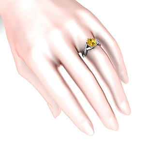 Belinda Jewelz Ring for Womens Yellow Citrine Gemstone Ring 8x10mm 925 Sterling Silver Oval Ring Diamond Rhodium Plated Twisted Band Ring Jewelry Gift for Engagement Wedding, Size 7