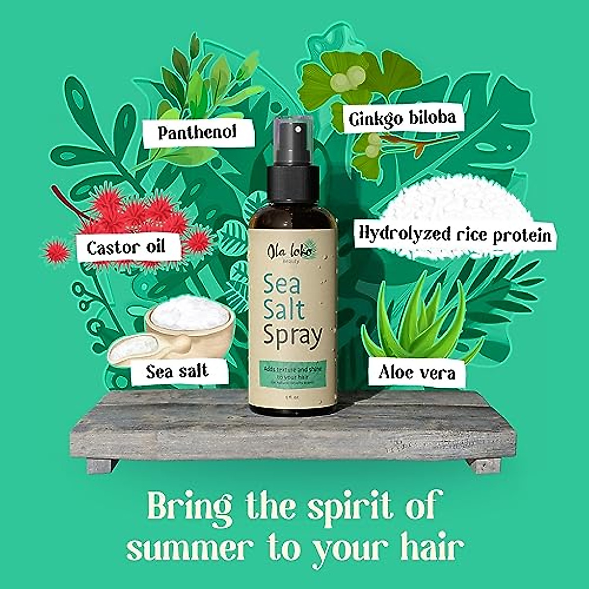 Vegan Sea Salt Spray - 32X More Volume with Hydrolyzed Rice Protein - 33% More Protection - Beach Waves, Texturising, Styling, Thickening - Natural Nutrients, Paraben Free
