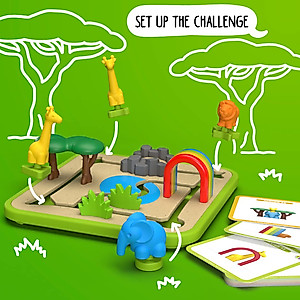 SmartGames Safari Park Jr. Preschool Puzzle Game with 60 Challenges for Ages 3 and Up