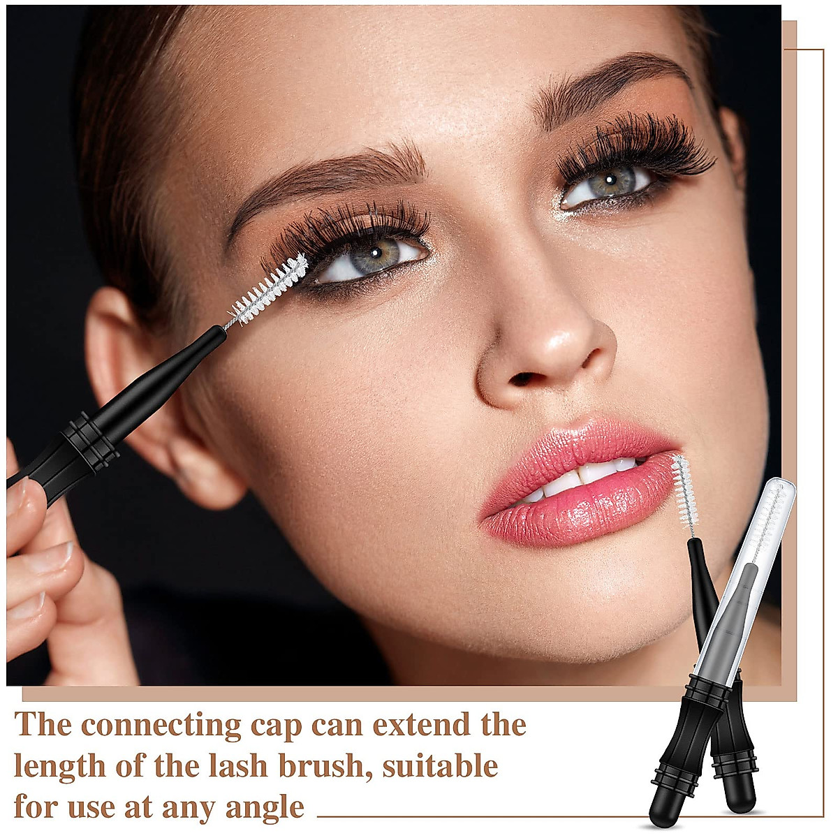 100 Pcs Micro Eyebrow Brush with Cap Brow Lamination Brush Eyelash Brow Brush Lash Filler Eyebrow Lash Lift Tools for Eyebrows and Eyelashes Extensions (Black)