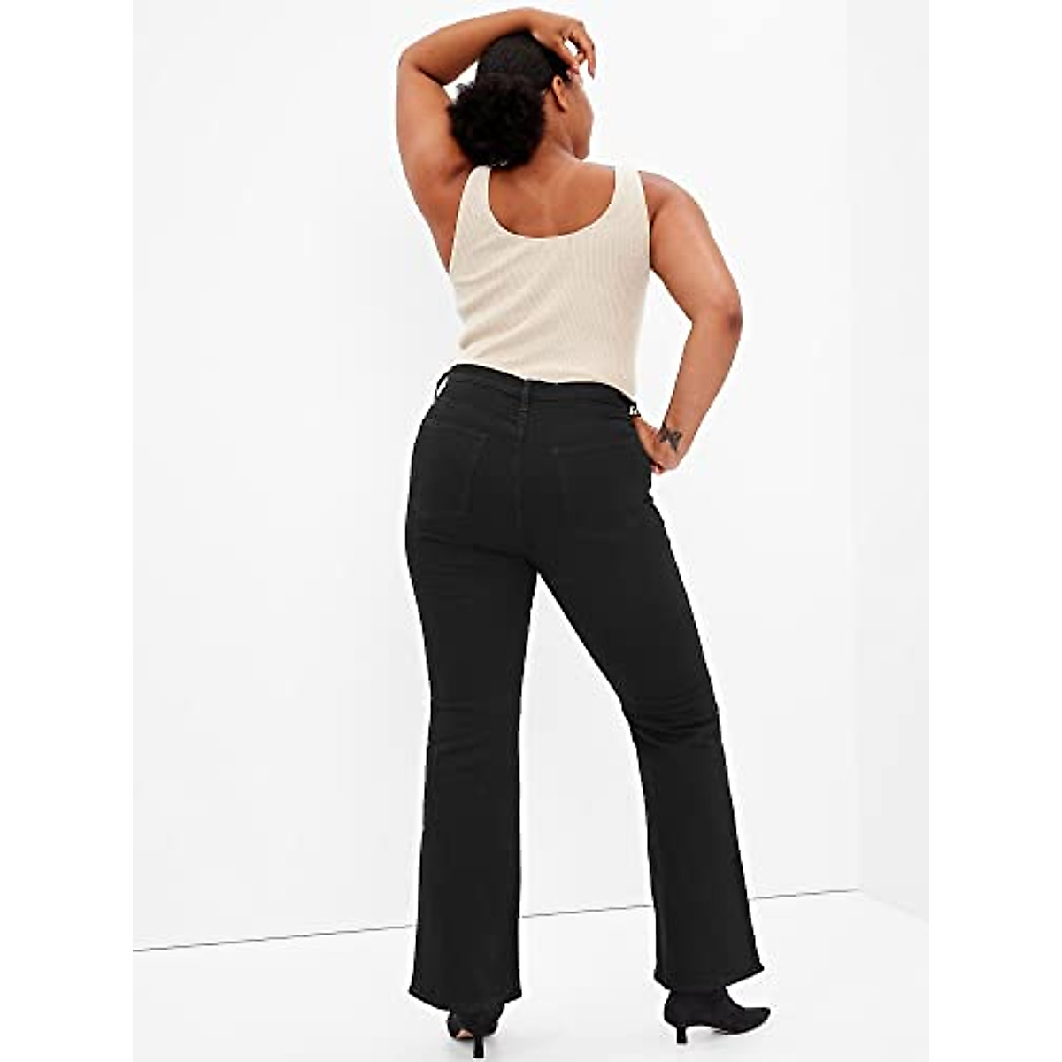 GAP Womens High Rise Flare Jeans, Black Wash, 28 Regular US