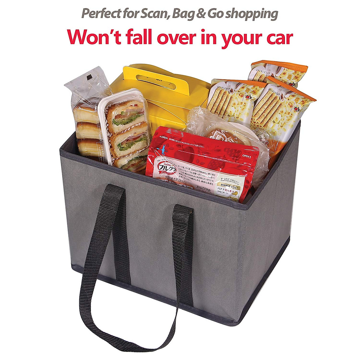 5 Pack Large Reusable Grocery Bags Foldable Durable Heavy Duty Tote Bag Set Eco Friendly Collapsible Shopping Cart Boxes Storage Bins Cubes with Long Handles Reinforced Bottom