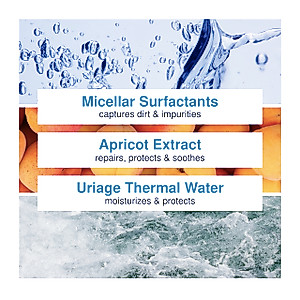 Uriage Thermal Micellar Water for Sensitive Skin 17 fl.oz. | Oil- free Cleansing Care - Gentle Makeup Remover, Suitable for Sensitive Skin | Removes Excess of Dirt and Makeup While Soothing the Skin