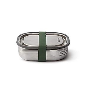 BLACK + BLUM | Leak-Proof Oven Safe Plastic Free Meal Prep Lunch Food Container, Olive, 600ml / 20fl, Stainless Steel & Silicone