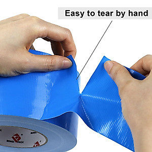 BOMEI PACK 4 Inches Blue Duct Tape,Wide Roll,9 Mil Heavy Duty Colored Duct Tape,4 Inch x 60 Yards,Strong,Flexible,All Weather and Tear by Hand,Residue Free for Home Art Craft Repairs