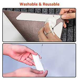 ZONGOOL 16 PCS Rug Tape, Reusable Washable Grippers for Rugs, Double Sided Non-Slip Rug Pads for Hardwood Floors, Rug Stoppers to Prevent Sliding, White
