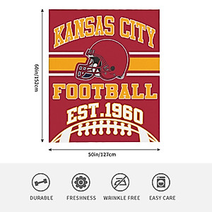 TOUVCRD Kansas Fans Blanket Gifts 50x60 inches City Soft Lightweight Flannel Throw Blanket for Men Women Youth Kids Classic Football Team Color Blankets for Sofa Bed Bedroom Living Room