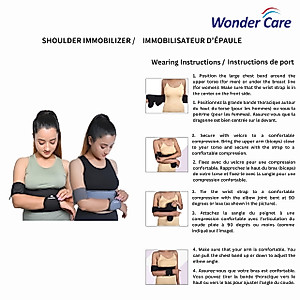 Wonder Care WC -Shoulder Immobilizer Arm Sling Elastic Brace for Clavicle Collar Bone Dislocation Subluxation Shoulder stabilizer Compression Brace After Rotator Cuff Surgery(30"-41")