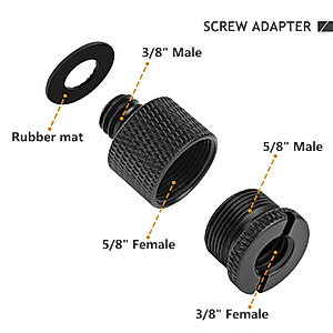 12 Pieces Mic Stand Adapter, Mic Thread Screw Adapter 5/8 Female to 3/8 Male and 3/8 Female to 5/8 Male, 5/8 Female to 1/4 Male and 1/4 Female to 5/8 Male with Rubber Pad for Microphone Stand