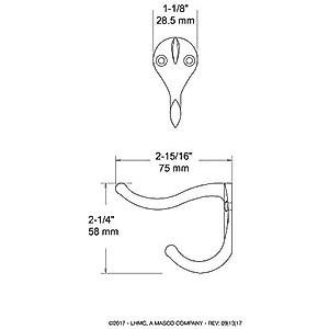 Franklin Brass Coat and Hat Hook Wall Hooks Single Pack, Satin Nickel, B59303G-SN-C