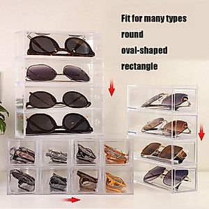 CLUQMEIK Acrylic Sunglasses Organizer with 4 Lid Drawer Organizer Rectang Supplies for Bathroom, Dorm, Desk, Countertop, Office (Transparent)