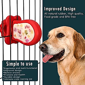 Dog Crate Training Tool Peanut Butter Treat Dispenser Licking Toy for Puppy Behavior Tool Secures to Cage to Help Reduce Anxiety,Stress, Boredom Improved Durable Design Fits All Crates