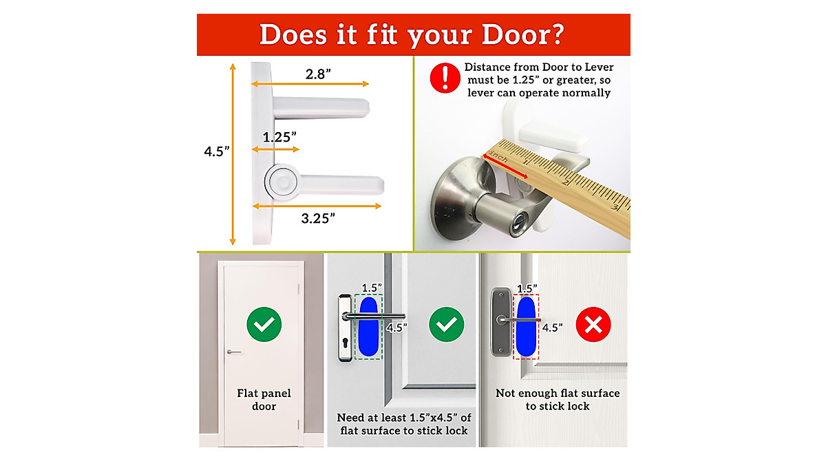 3 Pack Door Lever Lock - Toddler Safe & Easy to Use