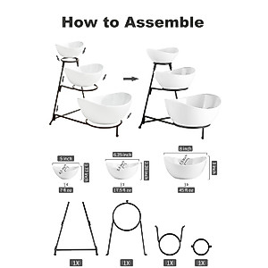 LAUCHUH 3 Tier Serving Tray, Chip and Dip Serving Set Oval Serving Bowl Set Serving Dish for Entertaining Easter Thanksgiving Christmas Dessert, Appetizer, Candy, Vegetable, Black