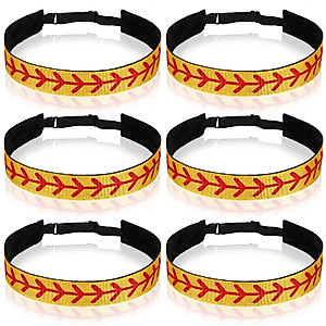 6 Pieces Elastic Baseball Headbands - No Slip, Adjustable Hair Accessories for Sports, Workout, and Teen Girls