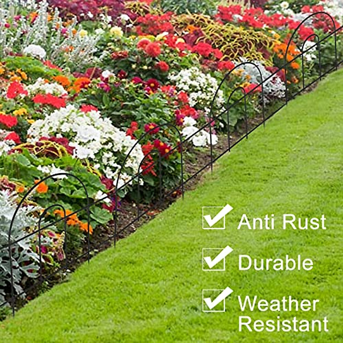 ZENY Decorative Garden Fence Garden Edging 35 Pack 50 Ft Long 18 Inch High Rustproof Landscape Iron Wire Border, Folding Patio Fences Flower Bed Fencing, Animal Barrier