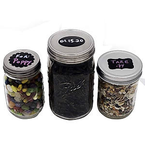 48 Chalkboard Label Stickers by Mason Jar Lifestyle - Reusable Black Vinyl Stickers for Jars and Lids (Oval)