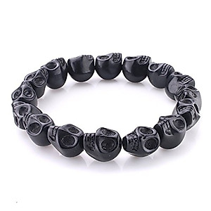 JEWELRIESHOP Skull Bracelet Colorful Howlite Synthetic Turquoise Skeleton Tibetan Prayer Bead Mala Bracelet for Men Women