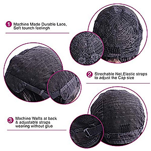 Cecycocy 14” Short Bob Wigs Brazilian Straight Human Hair Wigs With Bangs 100% Remy Human Hair Wigs 180% Density None Lace Front Wigs Glueless Machine Made Wigs For black Women