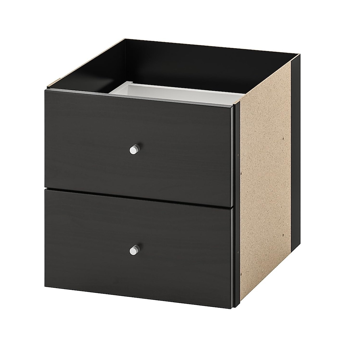 Generic Insert with 2 Drawers, Black-Brown, 13x13 inch Storage Organizer Stackable Cubes Compatible with Kallax Frames, AM.88