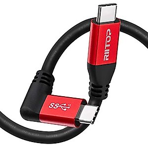 RIITOP USB C to C Cable 100W [10ft], USB 3.1 C (Gen 2) Cable [Angled] with E-Marker, up to 100W PD Charging, 10Gbps Data, 4K Video, Compatible with MacBook Pro, Oculus Quest 2, USB C Monitor Display