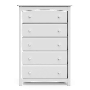 Storkcraft Kenton 5 Drawer Dresser (White) – Dresser for Kids Bedroom, Nursery Dresser Organizer, Chest of Drawers for Bedroom with 5 Drawers, Universal Design for Children’s Bedroom