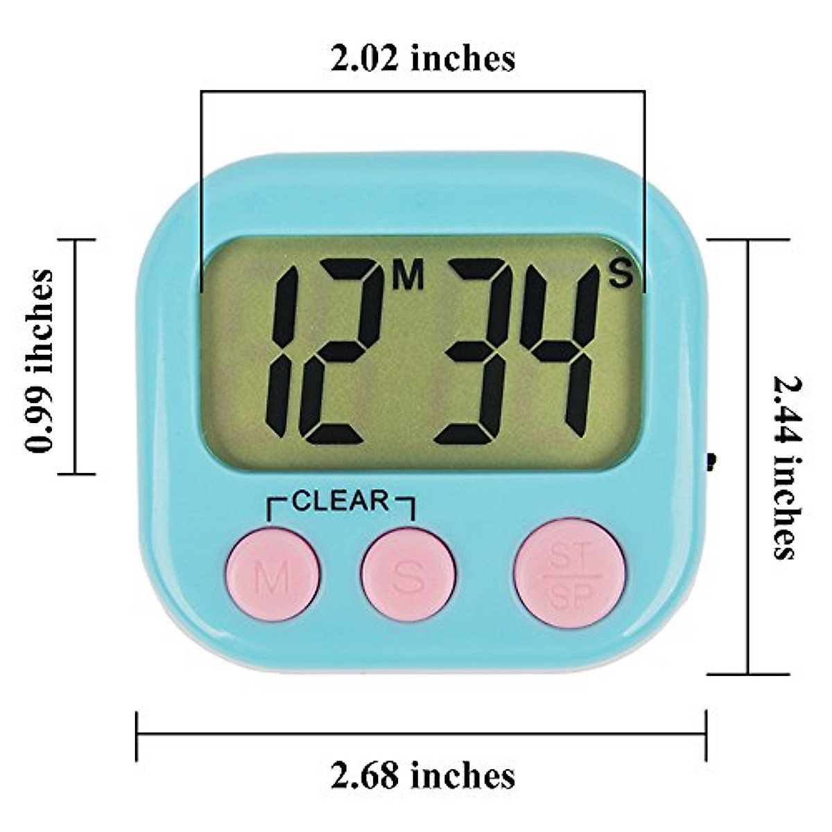 6 Pack Digital Timer for Teacher Small Timers for Kids Magnetic Back Big LCD Display Loud Alarm Minute Second Count Up Countdown with ON/Off Switch for Classroom, Homework, Exercise(3 Blue & 3 White)