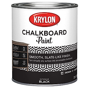 Krylon K05223000 Chalkboard Paint Special Purpose Brush-On, Black, Quart, 1 Quarts (Pack of 1)