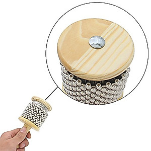 Mowind Wooden Cabasa Pop Hand Shaker Percussion Instrument with Metal Beads Small Size