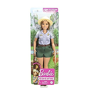 Barbie 12-in Blonde Curvy Park Ranger Doll with Ranger Outfit Including Denim Shirt, Green Khaki Shorts, Brown Belt, Brown Boots & Straw Hat; for Ages 3 Years Old & Up