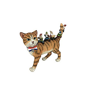 GlitZGlam Patrick The Patriotic Miniature Cat and The Happy Gnomes - A Fairy Garden Gnome Figurine