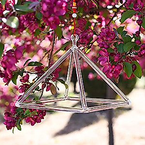 Joysense Clear Quartz Crystal Singing Pyramid 9 inch With Crystal Singing Bowl Striker and Carrying Case