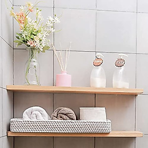 CELEZAR Rattan Toilet Tank Basket Guest Towel Napkin Woven Holder for Serving Organizing Bread Shelves Bathroom Counter Organizers and Storage Decorative Wicker Tray (17 x 6 x 2 inches, White Wash)