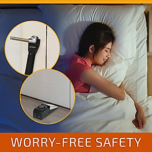 Door Stopper Alarm and Door Security Bar Bundle - House, Apartment, School, Hotel Door Security System, Adjustable Door Stoppers, Sliding Glass Door Security Bar - Lightweight, Portable Doorstops