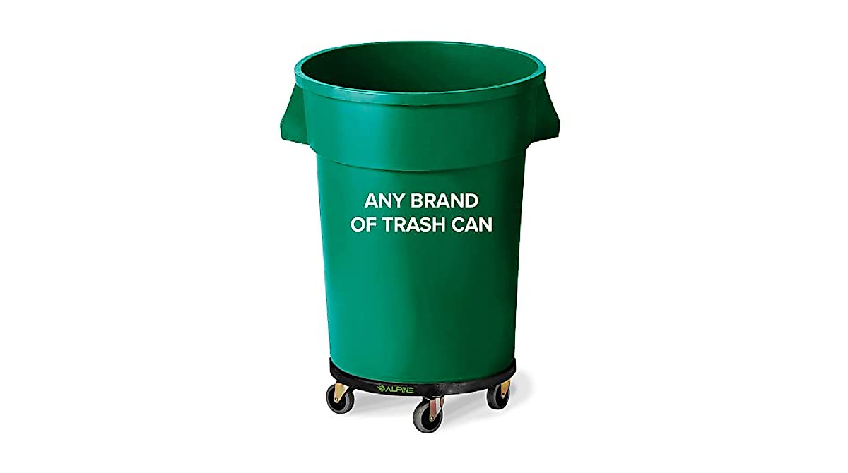 Alpine Rolling Brute Trash Can Dolly - 500lbs Capacity