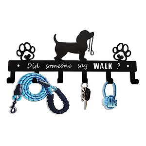 Dog Leash Holder for Wall, Dog Stuff Storage Organizer and Key Holder Wall Mount with Did Someone Say Walk - Dog Leash Dog Stuff Key Organizer Wall for Entryway Farmhouse