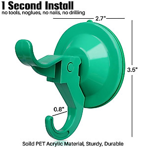 Antimbee Suction Cup Hooks, 10 Pack Wreath Hangers, Removable Glass Wall Holder Hook, Small Suction Utility Hook for Bathroom Kitchen Home Decor, Up to 11 lbs on Smooth Surface (Green)