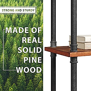 Barnyard Designs Furniture 4-Tier Etagere Bookcase, Solid Pine Open Wood Shelves, Rustic Modern Industrial Metal and Wood Style Bookshelf, Brown, 55" x 29.5" x 11.75"