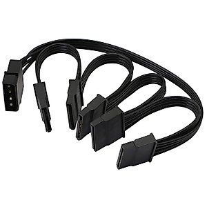 GELRHONR IDE to SATA Power Splitter Cable,LP4 4Pin IDE to 5 x15 Pin SATA Power Conversion Line Extension Y-Cable for Hard Disk