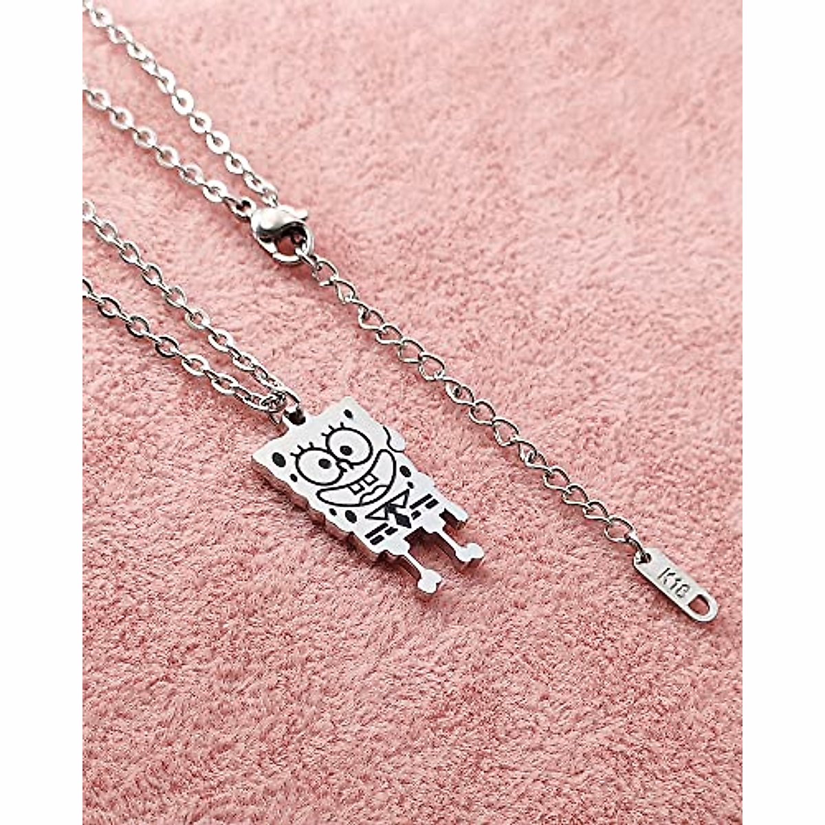 HOFOYA A pair Spongebob and Patrick Star Necklace,Sisters Necklace Set 2,Best Friend Pendant of 2 BFF Friendship Cute Funny Cartoon Necklaces, Christmas Birthday Valentine's Day Gift.