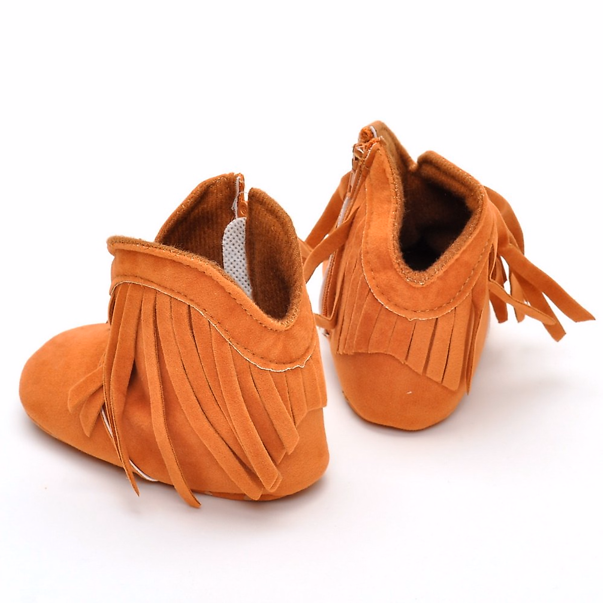 ESTAMICO Baby Girls Cowboy Tassel Boots Side Zipper Non Slip Infant/Toddler Shoes, Brown 0-6 Months