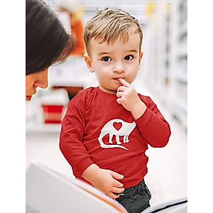 Tstars Dinosaur Heart Boys Valentines Day Shirt Toddler Kids Long Sleeve Shirts 3T Red