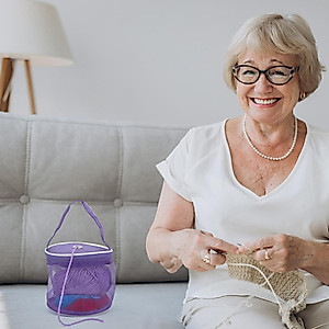 FREEBLOSS 2 Pack Yarn Storage Bag Mesh Holder Yarn Storage Organizer Portable Crochet Knitting Bag Empty Yarn Storage Bags Yarn Holder for Carry Crochet Hooks Sewing Accessories Storage Tote Bag