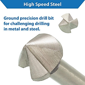 TJR® Countersink 90° Set of 6 Pieces 1/4", 1/3", 2/5", 1/2", 2/3", 4/5" HSS Uncoated, for chamfering. Tool Bits Set for Steel, Aluminum, Brass, Wood, Plastic (Uncoated in Original Rose Plastic Case)