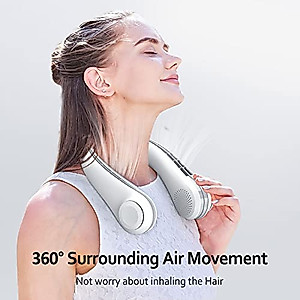 igogoi Portable Neck Fan, Bladeless Personal Fan Rechargeable , 3 Speeds 360° Cooling, No Hair Twisting, Quiet Neck Cooler Adjustable for Men, Women, Office,Travel,Outdoor