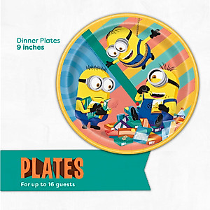 Unique Minions Birthday Party Decorations | Plates and Napkins for 16 | Minion Birthday Party Decorations | Officially Licensed