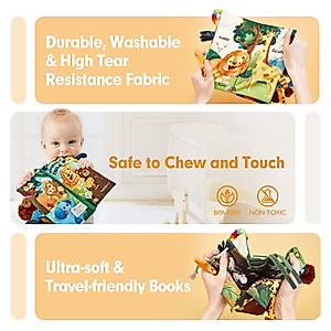 Baby Books 0-6 Months,Infant Tummy Time Toys High Contrast Sensory Baby Toys 6 to 12 Months Touch Feel Book Gift Christmas Stocking Stuffers for Boys Girls 0-3 Months Book Early Learning Stroller Toy