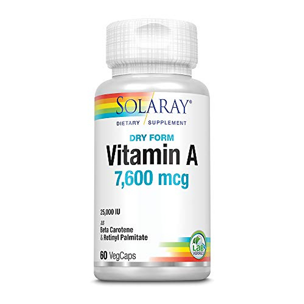 Solaray, Dry Form Vitamin A, 7,500 mcg, 60 VegCaps